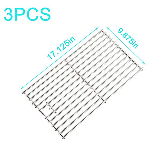 17 1/8" Cooking Grill Grates for Dyna-Glo DGE530GSP DGE530GSP-D, Members Mark 720-0882D, Nexgrill 720-0882A 720-0882S Replacement Parts, Charbroil 463234413 463234614 463234815, Stainless Steel, 3PCS