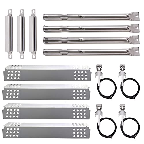 Grill Replacement Parts for Charbroil 4 Burner 463241113, 463449914 Gas Grill Models. Stainless Steel Pipe Burner Tube, Heat Plate Tent Shield, Crossover Tube and Grill Igniters Replacement Kit.