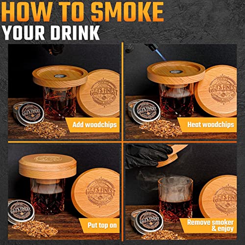 Cocktail Smoker Kit with Torch, Whiskey Smoker Kit, Drink Smoker Infuser Kit, Bourbon Smoker Kit, Old Fashioned Cocktail Kit, Unique Gifts for Men, Brother, Dad, Husband (No Butane)… (Kit With Torch)