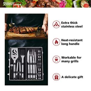 Royal Gourmet TF2006S 20pcs Stainless Steel Barbecue Grilling Accessories Set with Aluminum Case, Best for Outdoor Cooking, Camping and Backyard Barbecue, Silver