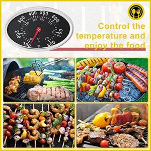 Mtsooning Grill Thermometer Replacement for Nexgrill Brinkmann Charmglow, 3 Inch BBQ Gauge Stainless Steel Heat Indicator, Oval Barbecue Temperature