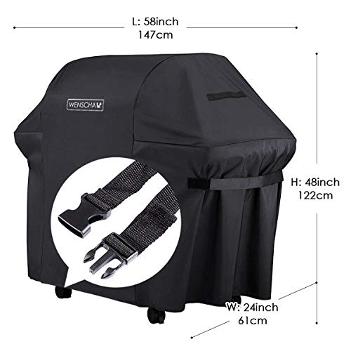 58 Inch BBQ Grill Cover, Wenscha Premium Grill Covers Fully Waterproof, 58x24x48 Inches, UV & Fade & Rip Resistant, Fits Most Brands of Grill - Black