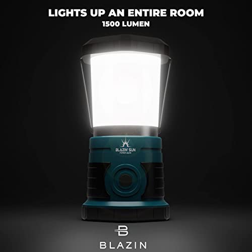 Blazin' Sun 1500 Lumen | Led Lanterns Rechargeable with Power Bank | Hurricane, Emergency, Storm, Power Outage Light | 85 Hour Runtime (Teal)