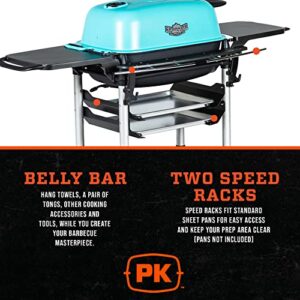 PK Grills BBQ Grill and Smoker Charcoal Grill Portable for Outdoor Barbeque Grilling Camping, Backyard, Patio, Cast Aluminium Grills, Teal, PK Aaron Franklin Addition