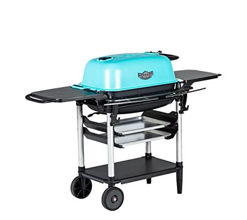 PK Grills BBQ Grill and Smoker Charcoal Grill Portable for Outdoor Barbeque Grilling Camping, Backyard, Patio, Cast Aluminium Grills, Teal, PK Aaron Franklin Addition