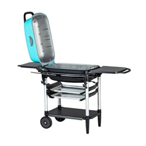 PK Grills BBQ Grill and Smoker Charcoal Grill Portable for Outdoor Barbeque Grilling Camping, Backyard, Patio, Cast Aluminium Grills, Teal, PK Aaron Franklin Addition