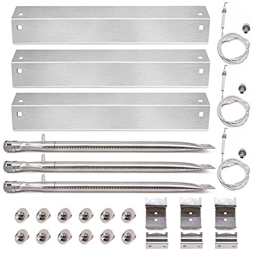 Adviace Grill Parts Kit Compatible with Char Griller 5050 5650 3001 5072 3072 3008 5252 3030 300 Replacement Parts, Heat Plates, Burner Pipes, Igniters, Burner Tube/Flare Up Shield Support Kit