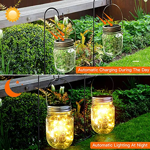 XVZ Hanging Solar Mason Jar Lid Lights,6 Pack 20 LED String Fairy Starry Jar Light,IPX5 Waterproof Light for Patio,Garden,Yard,Lawn,Wedding Decor,Christmas Decorative (Warm White)