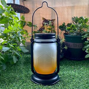 Solar Mason Jar Lantern Lights,2 Pack Hanging Flickering Torch Lights,Solar Lanterns for Outdoor Patio Party Garden Wedding Decor Lights(Mason Jars/Handles Included)