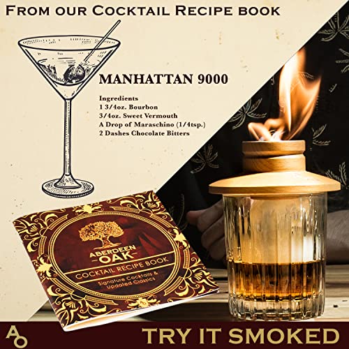 Old Fashioned Cocktail Smoker Kit - Whiskey Smoker Kit with Lid, With Hickory & Oak Wood Chips - Whiskey Smoker Infuser Kit Drink Smoker Mixologist Tool for Home Bar - Bourbon Smoker Old Fashion Kit