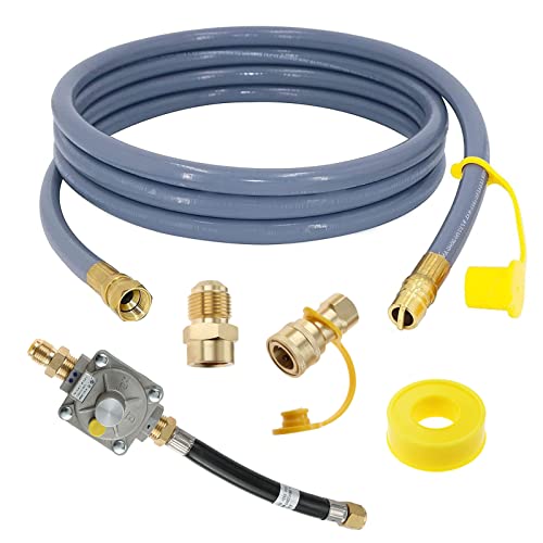 GUOFALDE 10FT Natural Gas Conversion Kit, 1/2" Natural Gas Hose with Quick Connect Fittings, Natural Gas Regulator Compatible with Kitchen-aid 710-0003