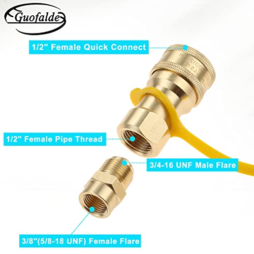 GUOFALDE 10FT Natural Gas Conversion Kit, 1/2" Natural Gas Hose with Quick Connect Fittings, Natural Gas Regulator Compatible with Kitchen-aid 710-0003