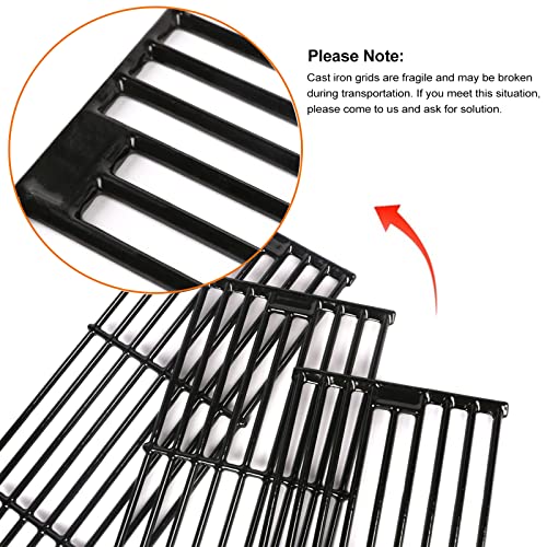 Hisencn Porcelain Cast Iron Cooking Grates for Char-Griller Duo 5050, 3001, 5650, 3008, 3030, 3725, 4000, 2121, King Griller 3008 5252, 19.75 inch Coated Cast Iron Grill Grids Replacement