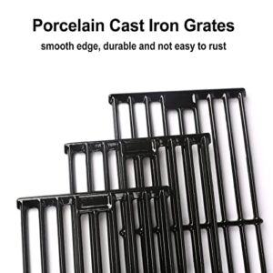 Hisencn Porcelain Cast Iron Cooking Grates for Char-Griller Duo 5050, 3001, 5650, 3008, 3030, 3725, 4000, 2121, King Griller 3008 5252, 19.75 inch Coated Cast Iron Grill Grids Replacement