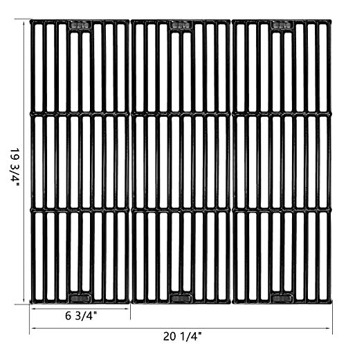 Hisencn Porcelain Cast Iron Cooking Grates for Char-Griller Duo 5050, 3001, 5650, 3008, 3030, 3725, 4000, 2121, King Griller 3008 5252, 19.75 inch Coated Cast Iron Grill Grids Replacement