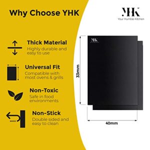 YHK 2 Pack Medium Oven Liners for Bottom of Oven - Premium Protectors for The Bottom of Electric, Gas, Convection & Fan Ovens - Reusable Grill Mat - Reusable Non-Stick Oven Mat for Bottom of Oven