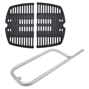 qulimetal 60040 grill burner and 7644 cooking grates for weber q100, q120, q140, q1000, q1200, q1400 series gas grills