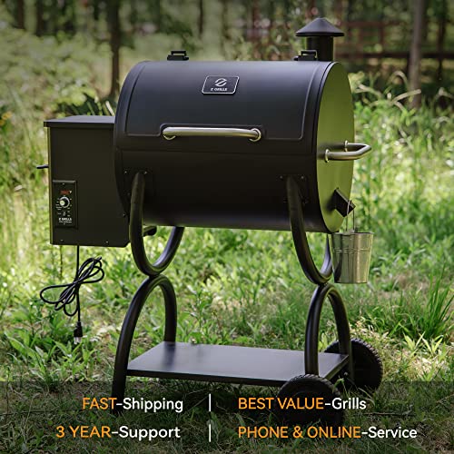 Z GRILLS ZPG-550A Wood Pellet Grill & Smoker, 16lbs Large Hopper Capacity, 585 sq in Cooking Area, 8 in 1 Versatility, Black