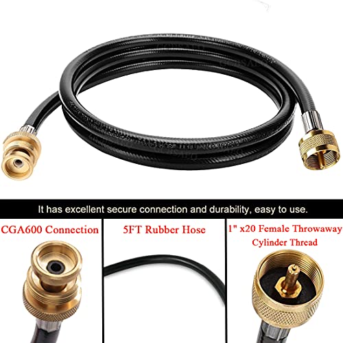 GCBSAEQ 5FT 1lb Propane Tree Extension Hose Propane Tee Adapter Fit for Buddy Heater, Weber Q Grill, Coleman Camping Stove and more