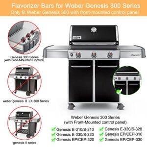 Hiorucet 17.5'' 7620 Flavorizer Bars and 65505 Heat Deflector for Weber Genesis 300 Series, E310 S310 E320 E330 S330 Grill Parts (Front Control), Stainless Steel Heat Plates Replacement Parts