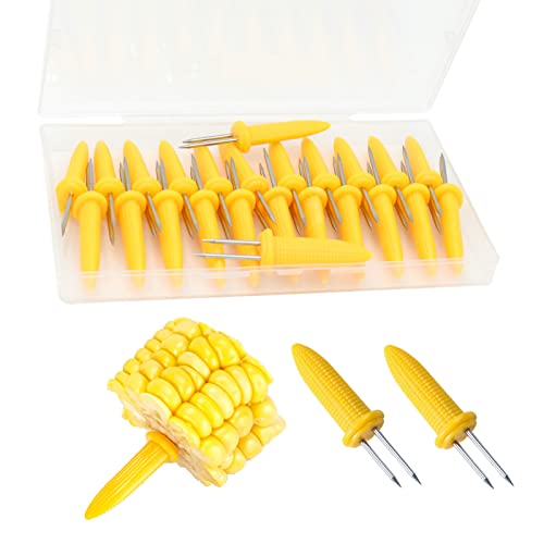 24 Pack Stainless Steel Corn Holders, Corn on The Grill, Corn on The Cob Skewers, Double Fork Sweet Corn Seat, Home & BBQ Cooking Fork