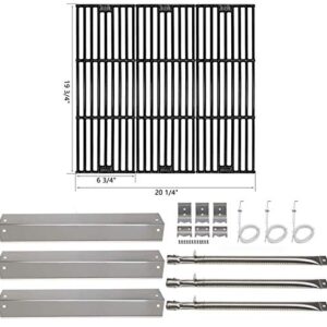 Hisencn Repair kit Replacement for Chargriller 5050, Stainless Steel Burner Tube, Heat Plate, Porcelain Cast Iron Cooking Grates, igniter Electrode, Porcelain Steel Grease Collection Pan with 15 Pack