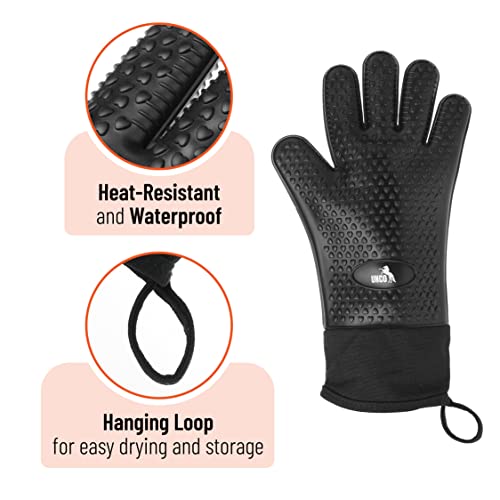 UNCO- Grill Gloves, Silicone Gloves Heat Resistant, Oven Gloves, BBQ Gloves, Meat Gloves, Barbecue Gloves, Grilling Gloves, Meat Gloves for Pulling Meat, Grill Gloves for Outdoor Grill, Grill Mitts