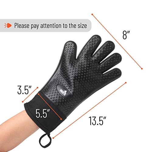 UNCO- Grill Gloves, Silicone Gloves Heat Resistant, Oven Gloves, BBQ Gloves, Meat Gloves, Barbecue Gloves, Grilling Gloves, Meat Gloves for Pulling Meat, Grill Gloves for Outdoor Grill, Grill Mitts