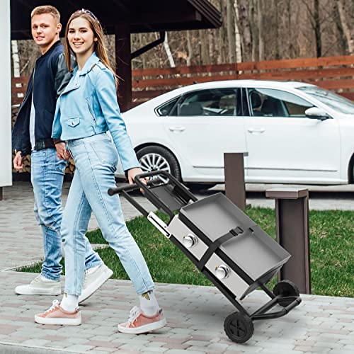 Tabletop Griddle Stand for Blackstone 22 17 Inch Grill, Heavy-Duty Foldable Griddle Cart with Wheels, Griddle Trolley Dining Table, Grill Replacement Part for Outdoor Camping BBQ Cooking Tailgating