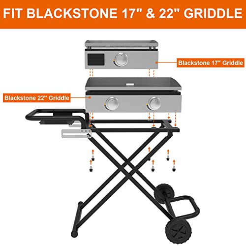 Tabletop Griddle Stand for Blackstone 22 17 Inch Grill, Heavy-Duty Foldable Griddle Cart with Wheels, Griddle Trolley Dining Table, Grill Replacement Part for Outdoor Camping BBQ Cooking Tailgating