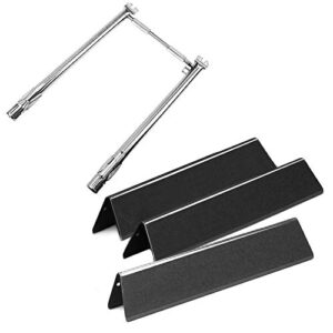 rejekar grill replacement parts for weber spirit i & sprit ii 200 series e-210/e-220/s-210/s-220, porcelain steel heat shields plate 15.3” flavor bars 7635 & 18” burner tube 69785 for weber gas grill