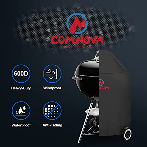 Comnova Charcoal Kettle Grill Cover - 600D BBQ Cover for Weber 22 Inch Charcoal Grill, Heavy Duty & Waterproof Covers for Weber 22 Inch Master Touch Charcoal Grill, Original Kettle Grill and More