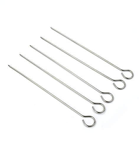 Chinshwehaw 12-Inch Long Stainless Steel Skewers BBQ Skewers Barbecue Skewers Barbecue Skewers Poultry Roast Goose Needle Skewers for Barbecue Shish Kebab Kabob Reusable Sticks 12 Pack