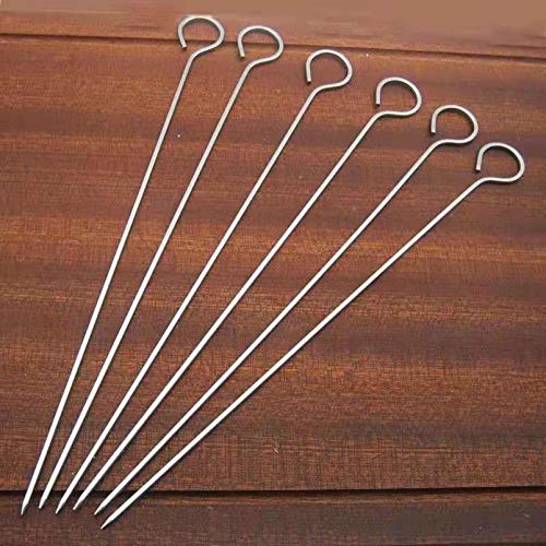 Chinshwehaw 12-Inch Long Stainless Steel Skewers BBQ Skewers Barbecue Skewers Barbecue Skewers Poultry Roast Goose Needle Skewers for Barbecue Shish Kebab Kabob Reusable Sticks 12 Pack