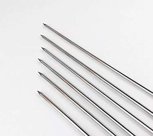 Chinshwehaw 12-Inch Long Stainless Steel Skewers BBQ Skewers Barbecue Skewers Barbecue Skewers Poultry Roast Goose Needle Skewers for Barbecue Shish Kebab Kabob Reusable Sticks 12 Pack