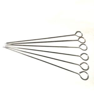 Chinshwehaw 12-Inch Long Stainless Steel Skewers BBQ Skewers Barbecue Skewers Barbecue Skewers Poultry Roast Goose Needle Skewers for Barbecue Shish Kebab Kabob Reusable Sticks 12 Pack