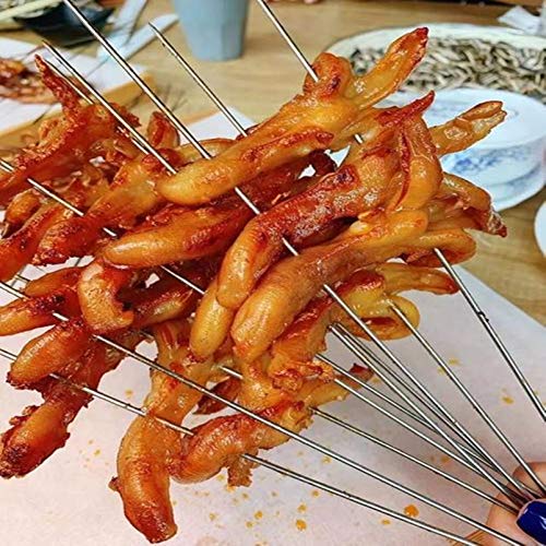 Chinshwehaw 12-Inch Long Stainless Steel Skewers BBQ Skewers Barbecue Skewers Barbecue Skewers Poultry Roast Goose Needle Skewers for Barbecue Shish Kebab Kabob Reusable Sticks 12 Pack