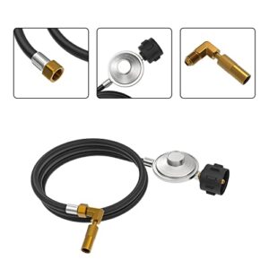 KEESHA 5 Feet Propane Hose QCC1 Regulator, 90 Degree Elbow Adaptor for Blackstone 17 inch and 22 inch Table Top Griddle Pit Boss Gas Grill, Low Pressure Propane Regulator Hose Connect to Propane Tank