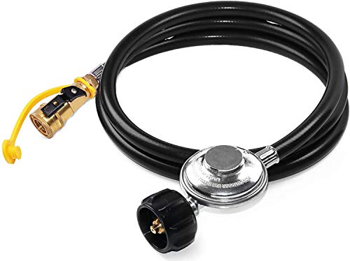 DOZYANT 6 Feet Quick Connect Propane Hose with Regulator Replacement for Olympian 5100, 5500 RV Grill Parts and Other Low Pressure LP Gas Grill, Heater, 1/4" Female Quick Connect Adapter x Acme Nut