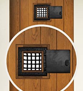 Akatva Rustic Speakeasy Door Grill – Window Iron Grill – Iron Speakeasy Grill – Black Window Security Grill – Heavy Duty Decorative Security Window Grille – Black Door Grill with Back Plate