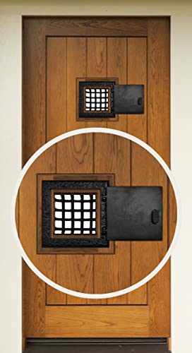 Akatva Rustic Speakeasy Door Grill – Window Iron Grill – Iron Speakeasy Grill – Black Window Security Grill – Heavy Duty Decorative Security Window Grille – Black Door Grill with Back Plate