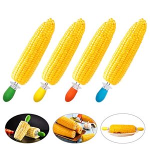 AUGSUN 18 Pcs Stainless Steel Corn Cob Holders with Silicone Handle & Convenient Butter Spreading Tool