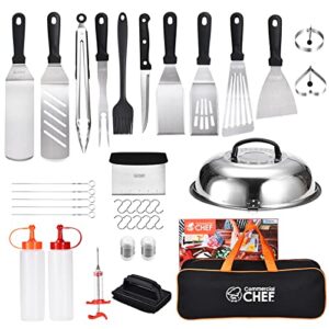 commercial chef blackstone griddle accessories kit - flat top grill accessories - griddle tools utensils - for breakfast hibachi and weber griddle - with chef spatula set and cleaning kit - 36 pcs