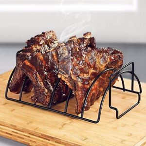 Kona Rib Racks for Grilling and Smoking - Easy to Clean Reversible Non-Stick BBQ Smoker Rib Rack for Smoking Up to 6 Full Racks of Ribs, Perfect Smoker Accessories Gifts for Men