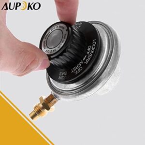 Aupoko Propane Gas Grill Control Valve Table Top Regulator, Propane Gas Grill Control Valve with M12 0.7mm Nozzle Jet and 1"-20 Female Throwaway Cylinder Thread Inlet and an Orifice Outlet