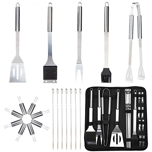 Barbecue Grill Tool Set, Stainless Steel Grilling Tool, 20PCS Grill Accessories Suitable for Outdoor BBQ Cooking.