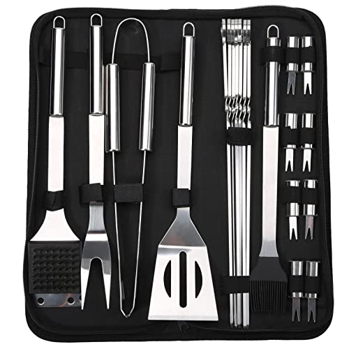 Barbecue Grill Tool Set, Stainless Steel Grilling Tool, 20PCS Grill Accessories Suitable for Outdoor BBQ Cooking.