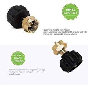 Universal QCC1 Propane Tank Refill Adapter Solid Brass Valve Filler Coupler for 1LB Disposable Small Propane Bottle, LP Gas Cylinder Canister (2pcs)