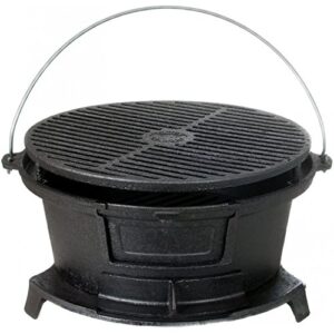 cajun classic round seasoned cast iron charcoal hibachi grill - gl10447