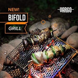 Vargo Titanium Bifold Grill | Foldable Campfire Grill for Outdoor Cooking | Portable Titanium Grill Surface with Legs | 60+ Square Inch Cooking Surface for Backpackers and Campers